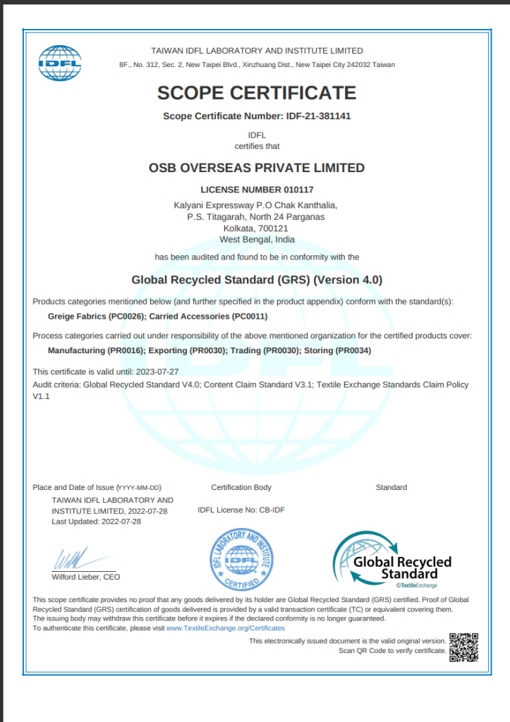 Certification – Osb Overseas